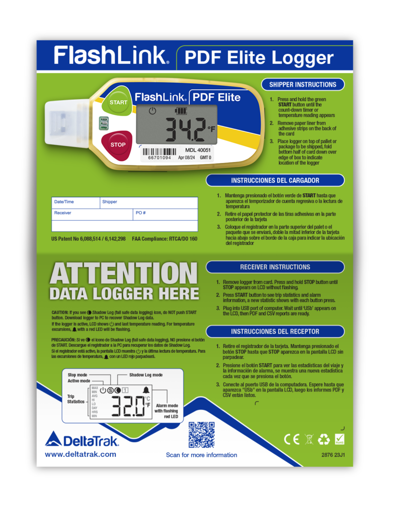 FlashLink® PDF Elite °F/°C In-Transit Logger – DeltaTrak Global